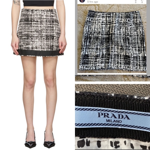 Prada | Skirts | Prada Black And White Tweed Miniskirt Size 4 | Poshmark